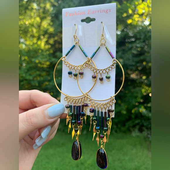 Hand Crafted | Jewelry | Nwt Handmade Beaded Fringe Dangle Earrings ...